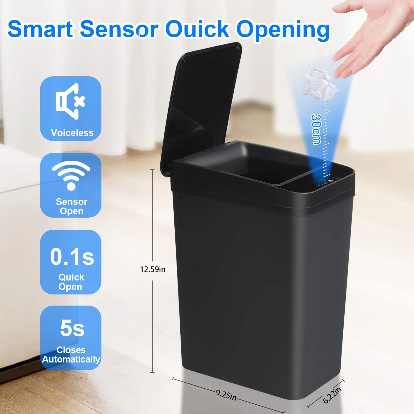 Smart-Sensor-Trash-Can-12L-Kitchen-Garbage-Bin-Electric-Touchless ...