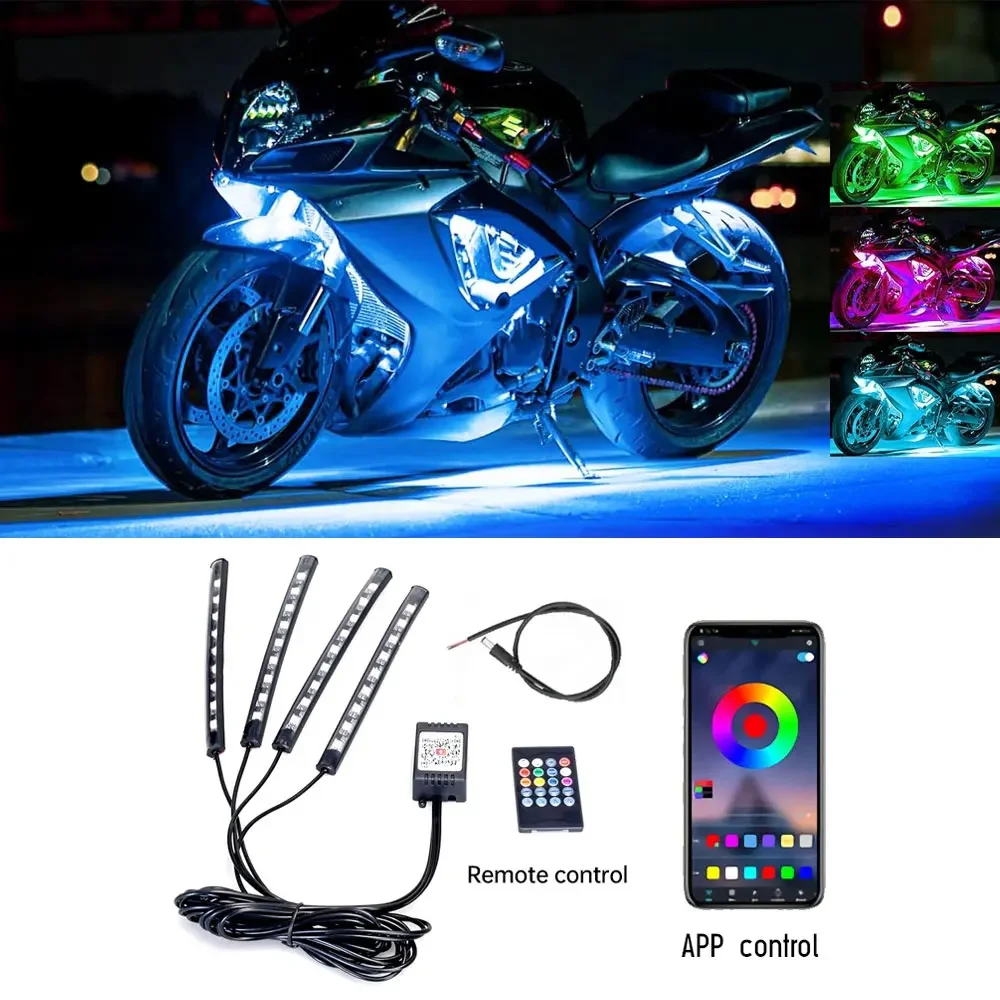 12V Motorcycle Led Light Multi-Color Atmosphere Light Sound Control ...