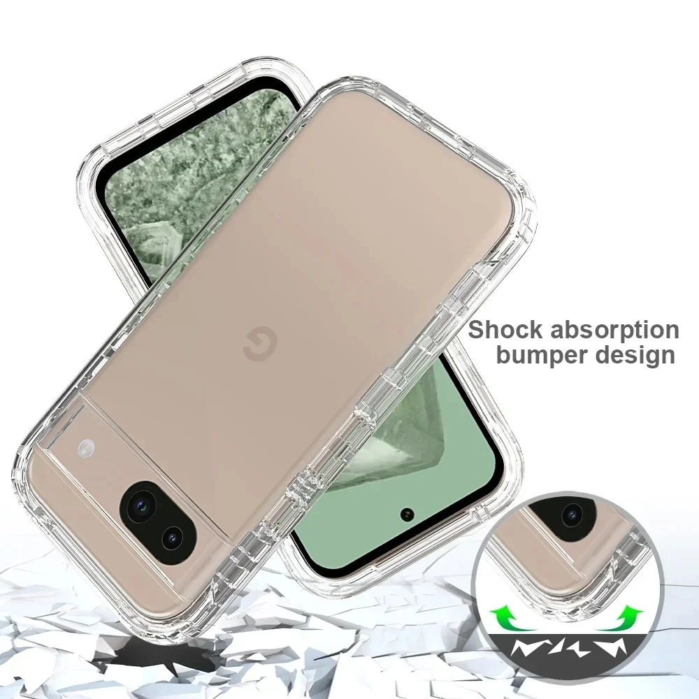 Rugged Armor Shockproof Transparent Phone Case with Hard Plastic Bumper ...