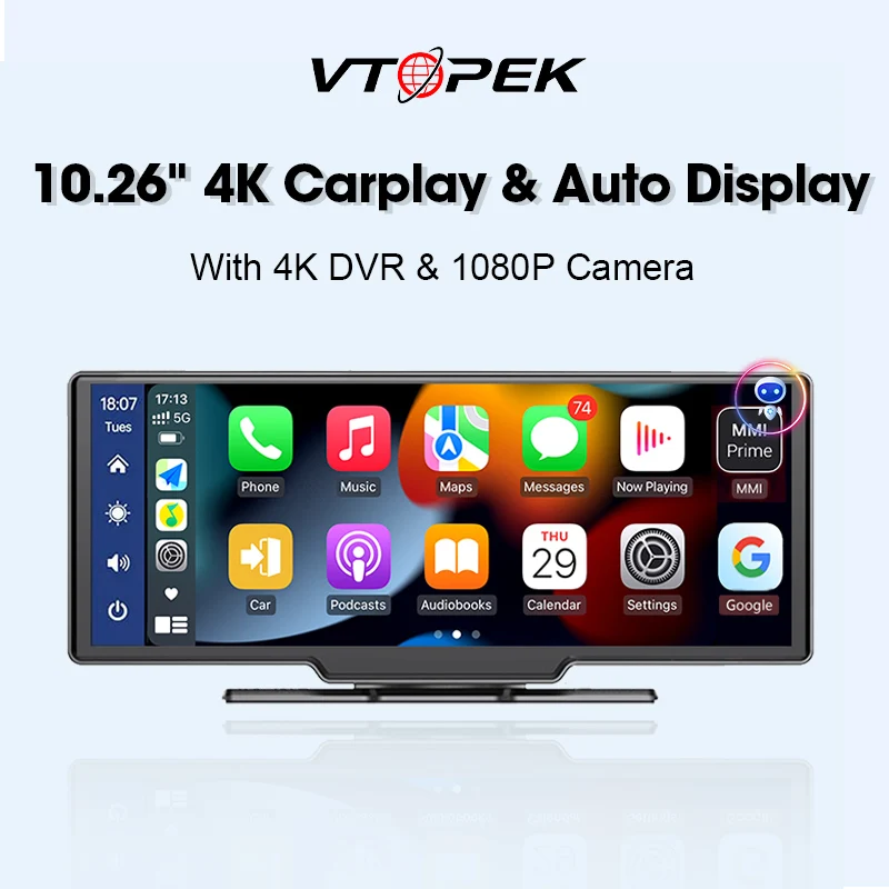 Vtopek-10-26-Smart-Player-Car-Mirror-Video-Recording-Wireless-Carplay-Monitor-Android-Auto ...