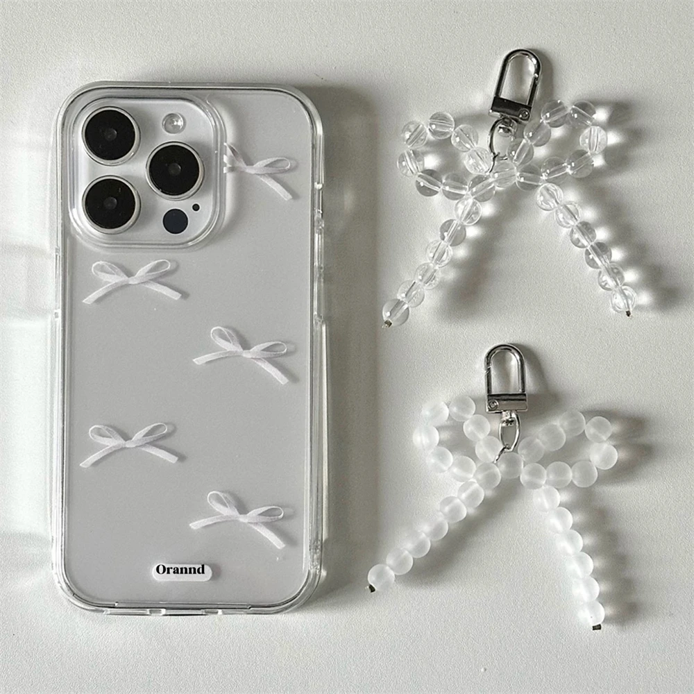 Ins-Korean-Simpe-Bow-Matte-Beaded-Phone-Pendant-Aesthetic-Pendant-Key ...