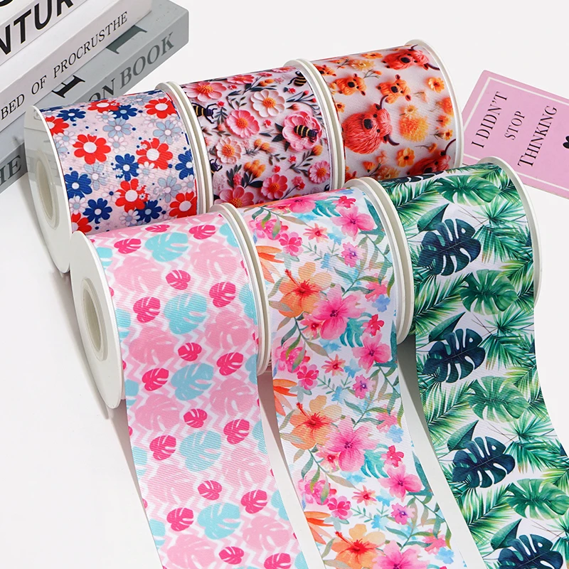 5Yards-75mm-Flowers-Ribbons-Little-Girls-Cartoon-Grosgrain-Satin-Ribbon ...