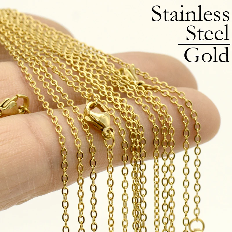 50 x Stainless Steel Necklace Gold Color for Jewelry Making Wholesale ...