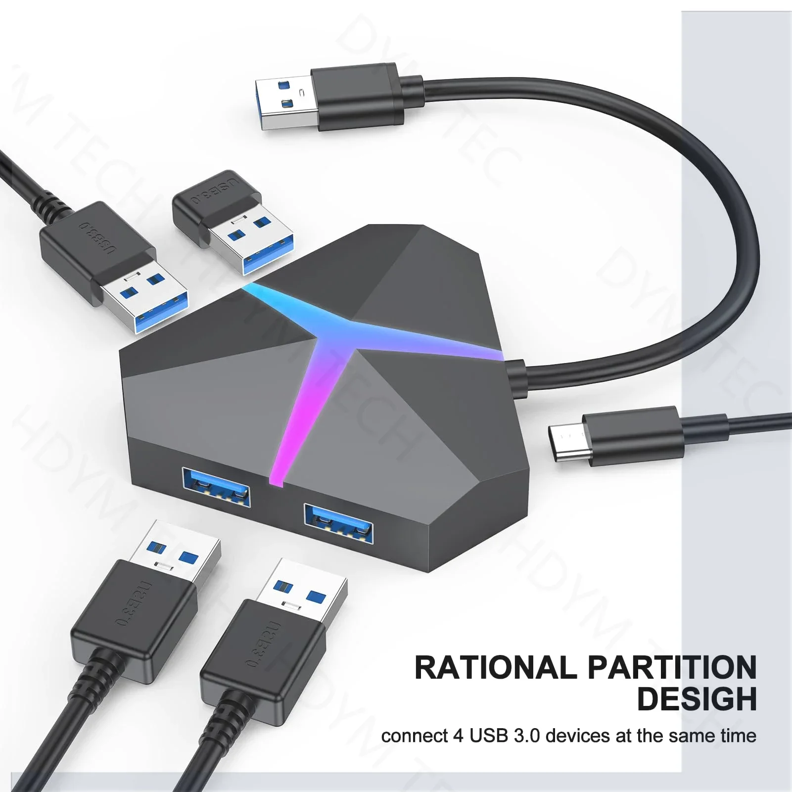 4-Port-USB-3-0-Hub-Powered-Splitter-Expander-Multi-Extra-USB-Port ...