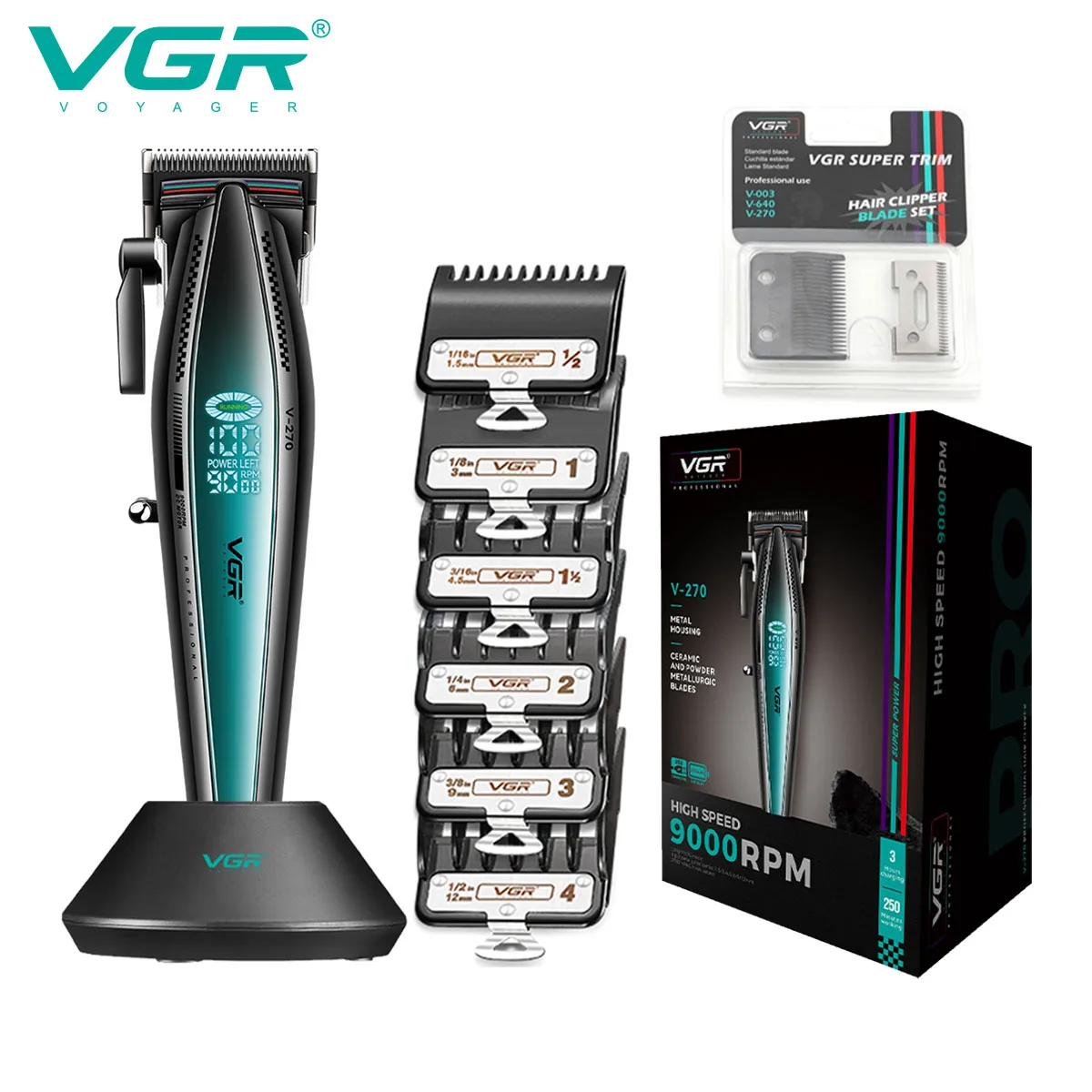 VGR-maquina-de-cortar-el-pelo-maquinas-para-barberia-profesional-trimmer-Cortapelos ...