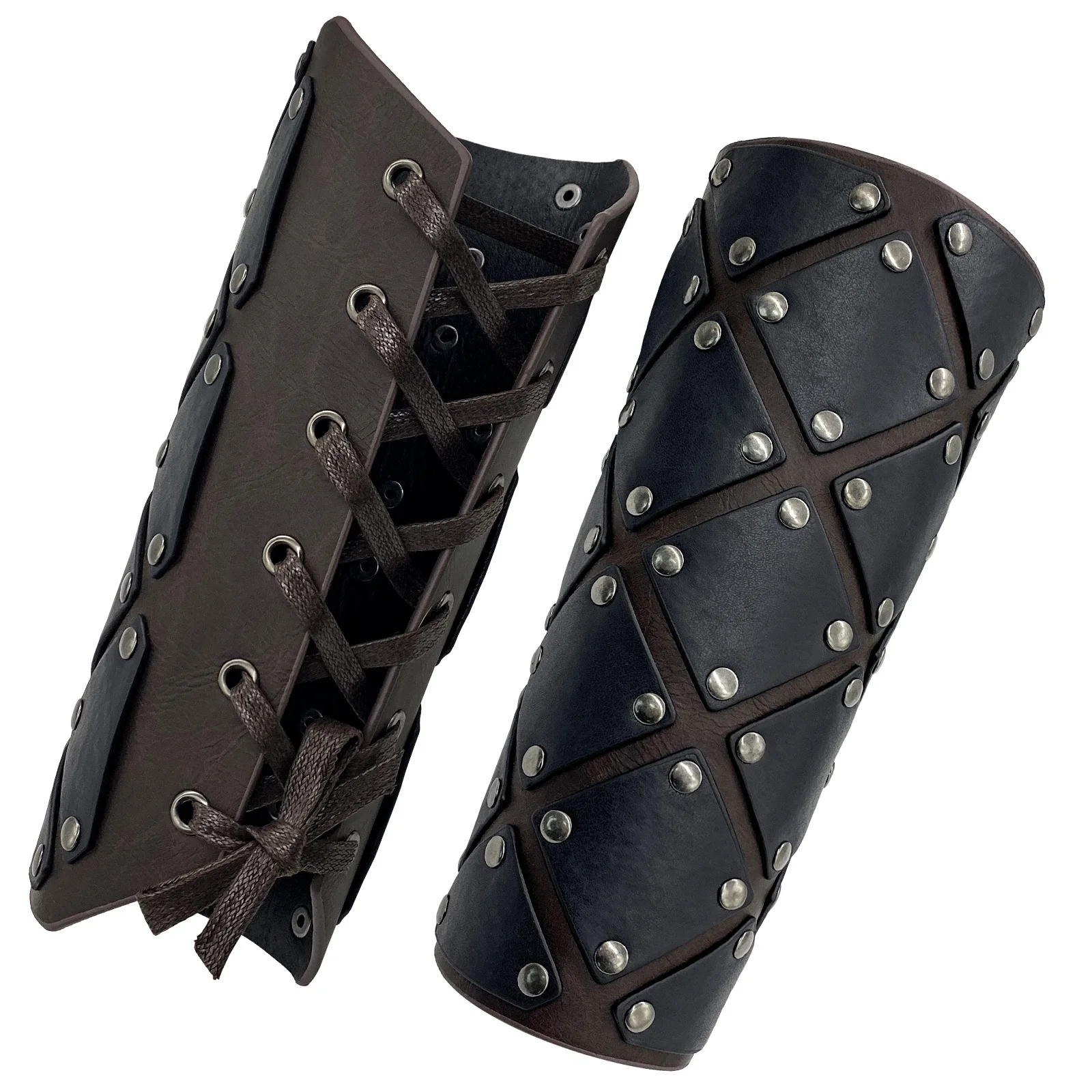 Viking Leather Wristbands with Rivet Drawstring Design Armguards ...