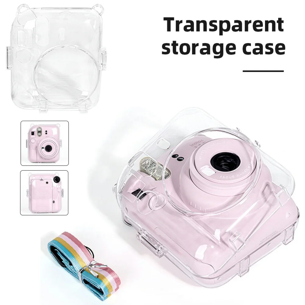 Mini-Camera-Case-PC-Crystal-Storage-Case-with-Shoulder-Strap-Cover ...