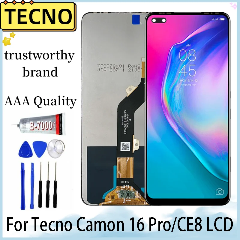 Original Tested LCD For Tecno Camon 16 Pro CE8 Screen Touch Screen ...