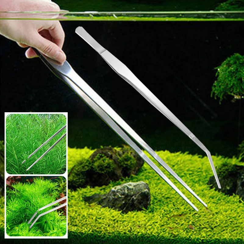 1PC-Stainless-Steel-Curved-Aquarium-Tweezers-Fish-Tank-Plants-Shrimp ...