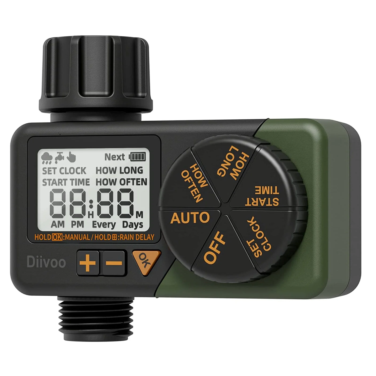 Diivoo Digital Watering Timer with Rain Sensor and Irrigation Programs ...