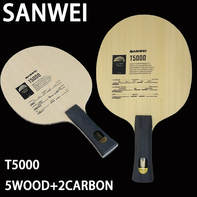 Original Sanwei T5000 Table Tennis Blade 5 Wood & 2 Carbon Professional ...