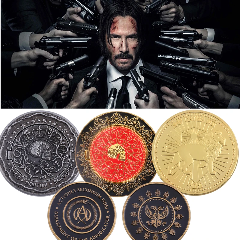 Movie John Wick Cosplay Prop Accessories Gold Coins With Continental ...