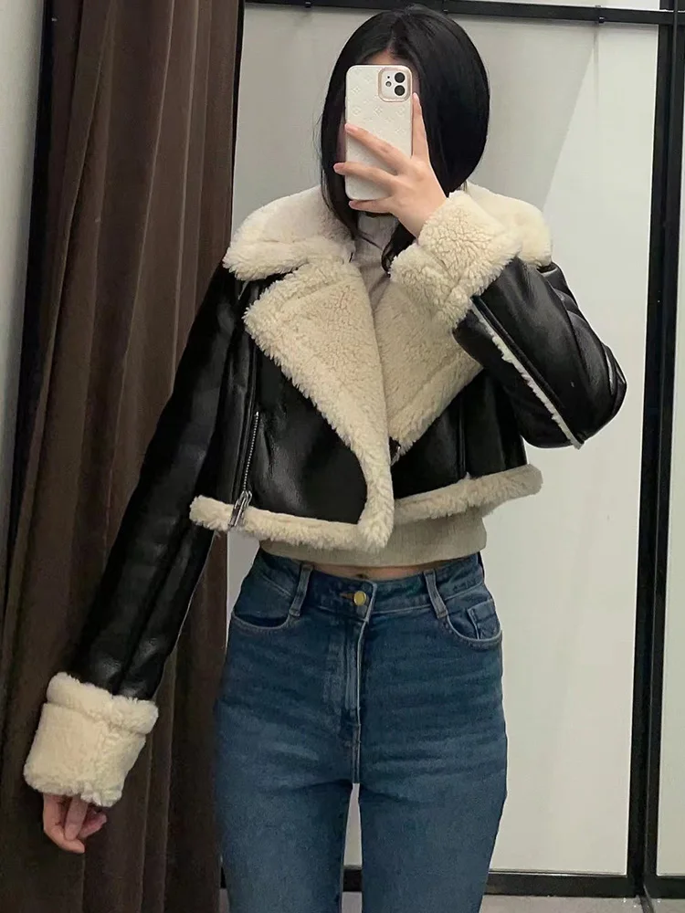 Fitaylor New Autumn Winter Fashion Loose Thick Warm Short Suede Pu Coat ...