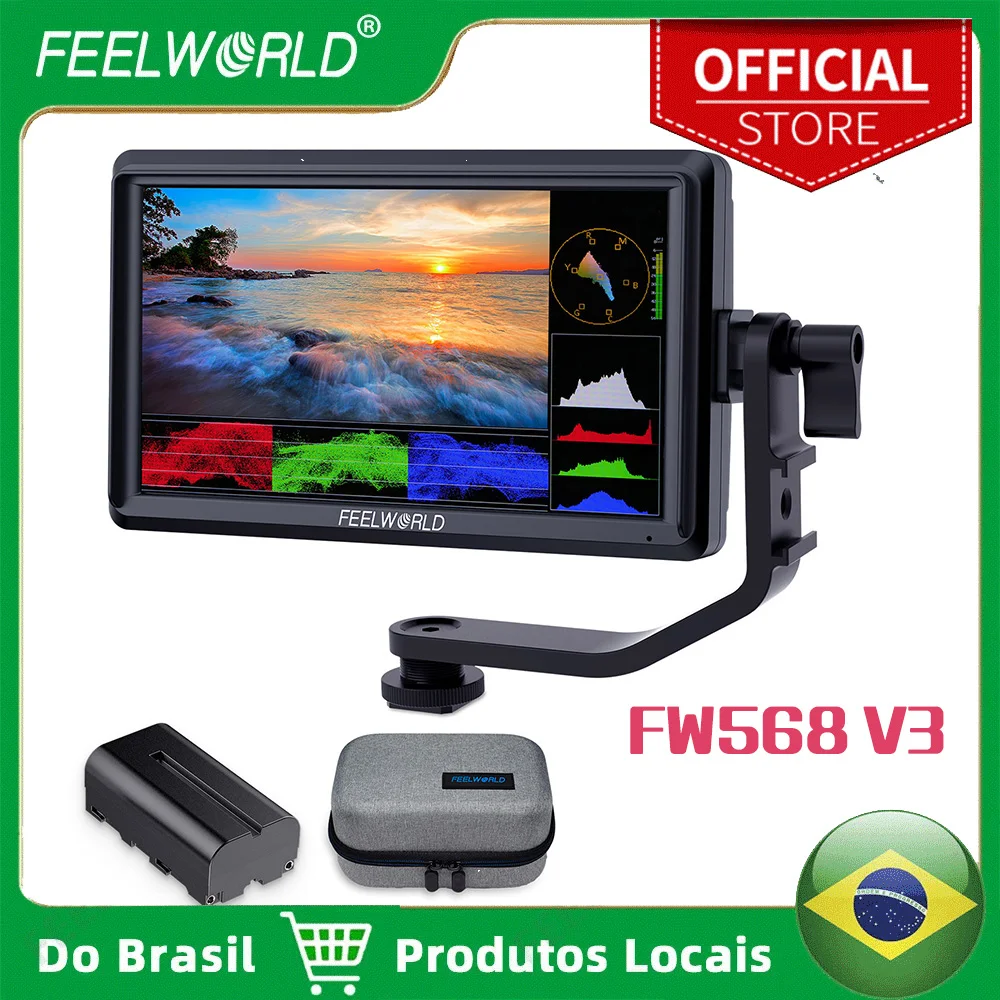 FEELWORLD FW568 V3 6 Polegada IPS Full HD3D LUT DSLR Monitor de campo ...