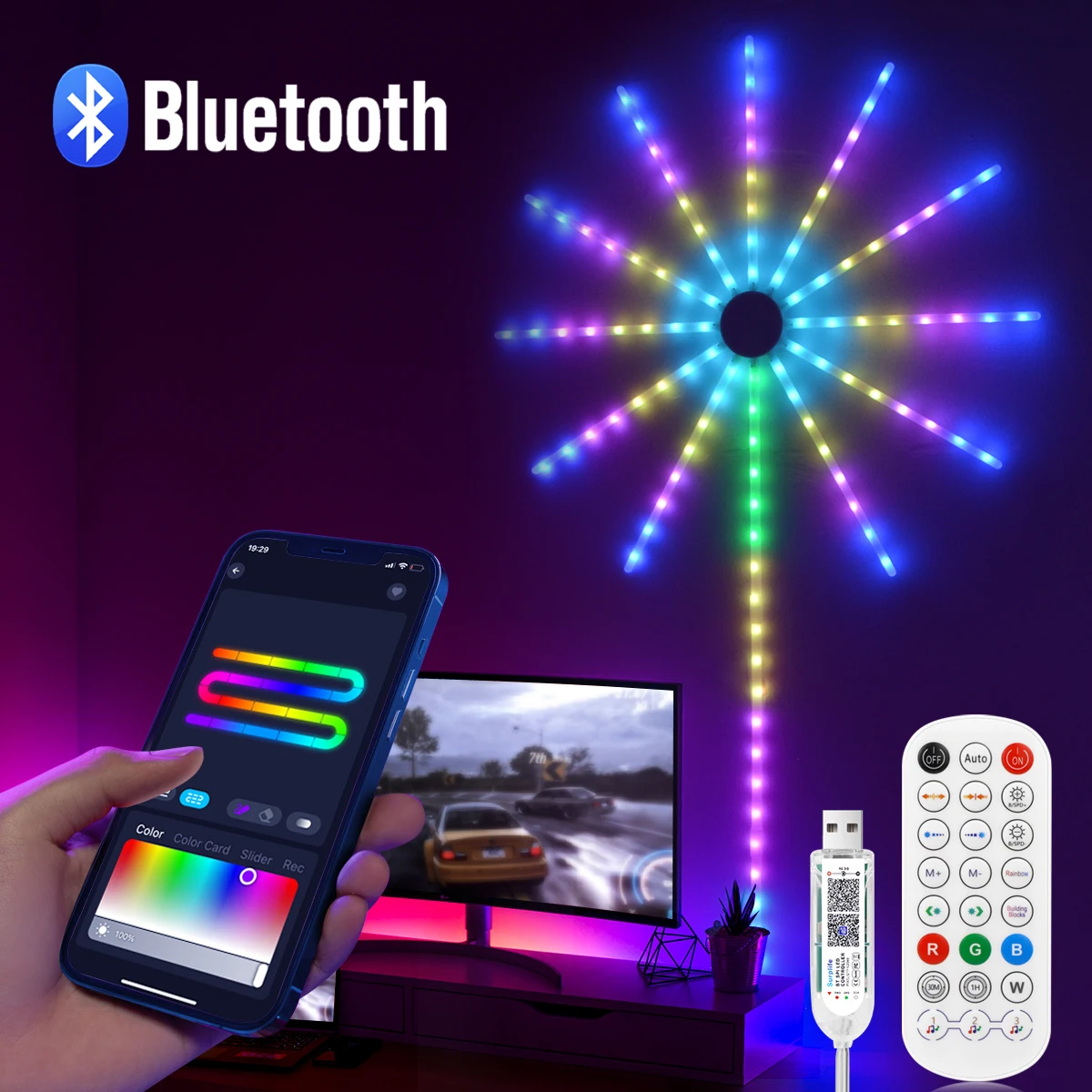 USB-5V-Bluetooth-Full-Color-Night-Light-Fireworks-Lamp-Waterproof-Neon ...