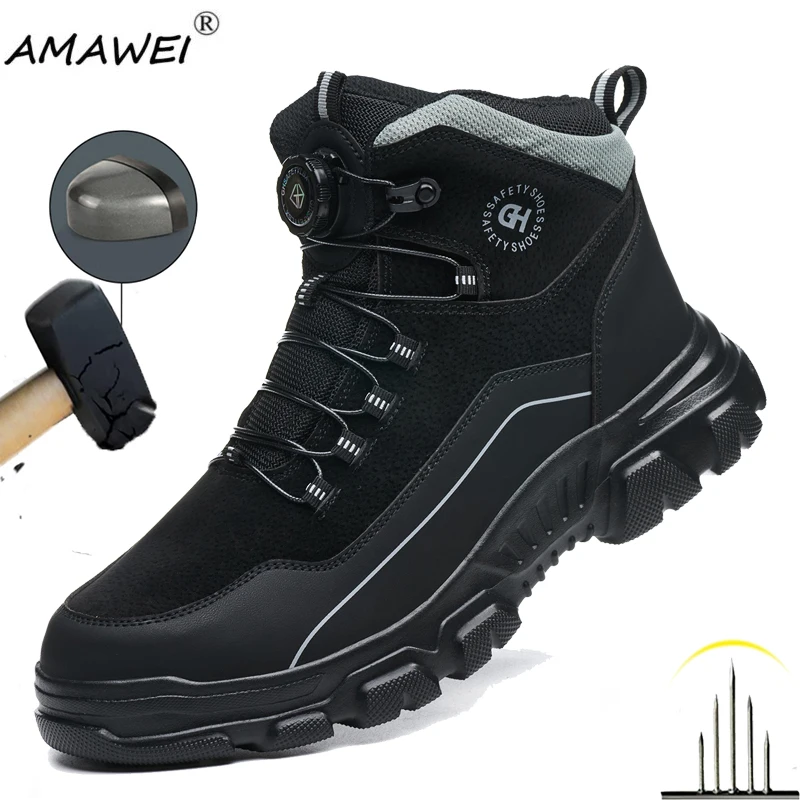 New Fashion Rotary Buckle Waterproof Safety Boots Men Indestructible ...