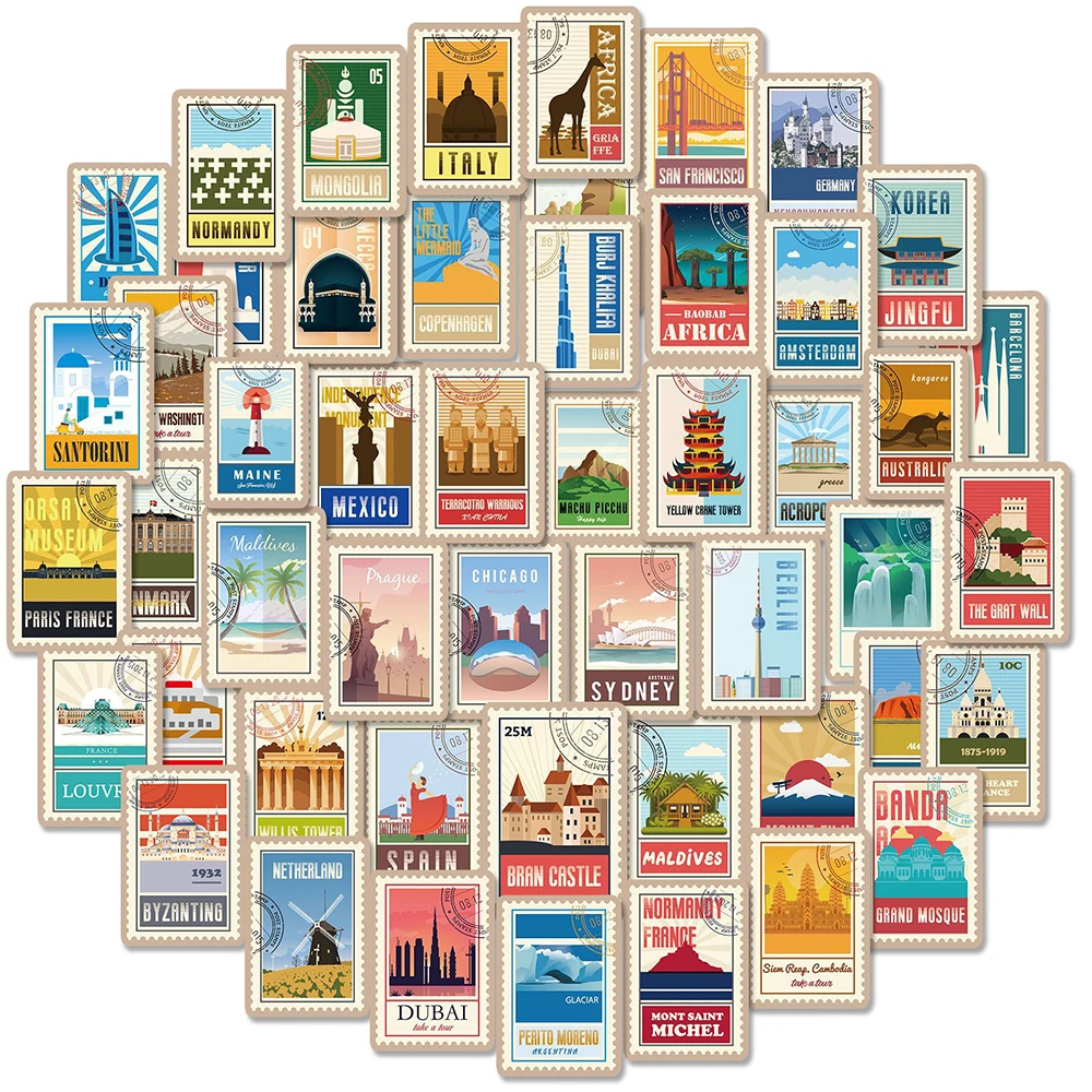 Famous Buildings World Stickers | Landmark Building Stickers - 10/30/50 ...