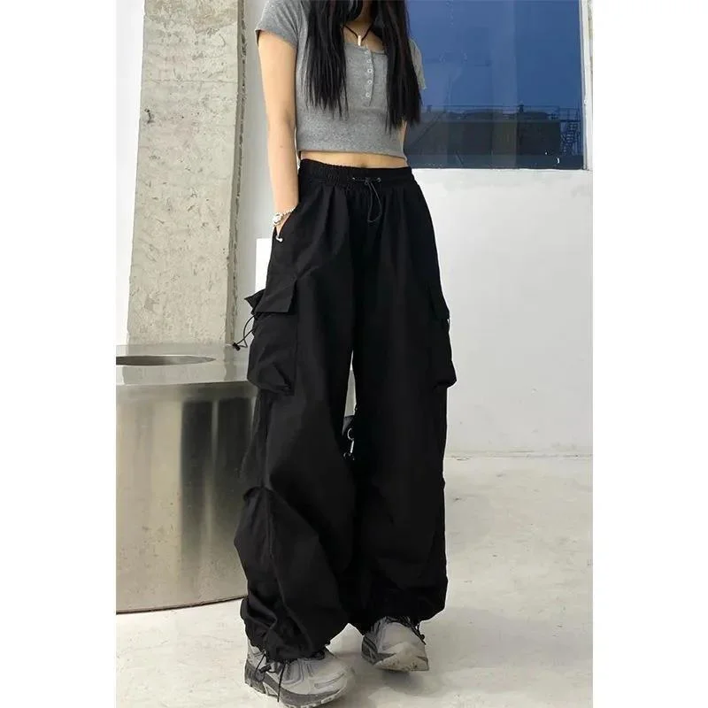 Loose-Street-Style-Women-Work-Pants-Wide-Crotch-Large-Pocket-Casual ...