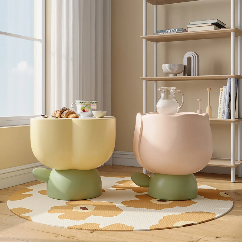 Room Decor Tulip Flowers Tea Table Small Family Round Coffee Table ...