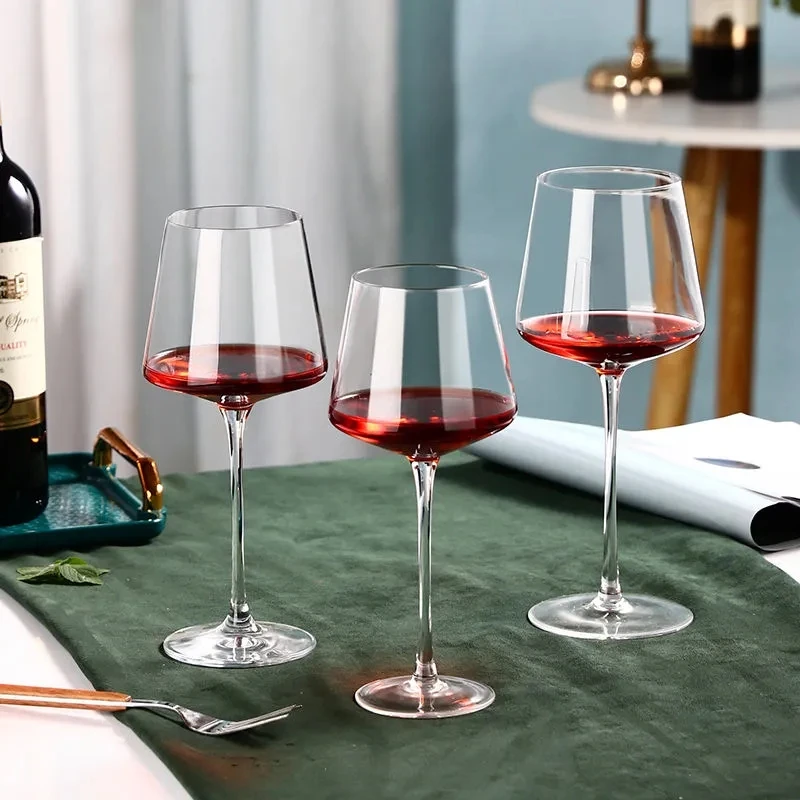 2 1Pcs Handmade Red Wine Glass Ultra Thin Crystal Burgundy Bordeaux Goblet Art Big Belly Square Tasting Cup Wedding Party Gifts AliExpress