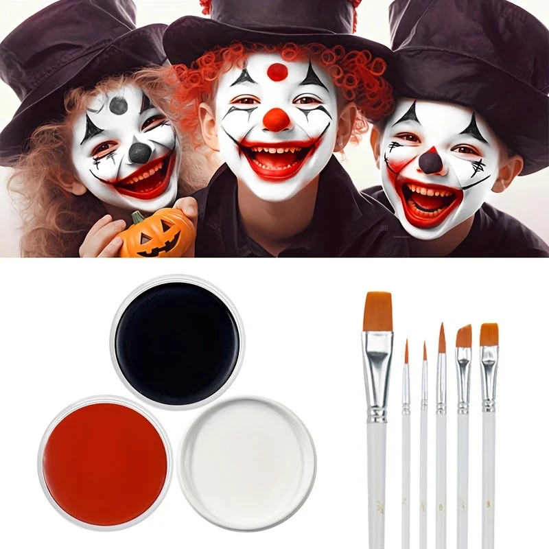 Black-White-Red-Face-Body-Paint-Adult-Oil-Body-Paint-Set-FX-Clown ...