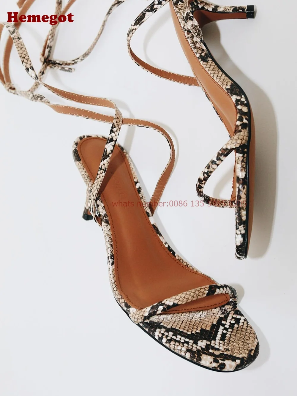 Snakeskin-One-Strap-Sandals-Open-Toe-Stiletto-Heels-Cross-Strappy-Women ...
