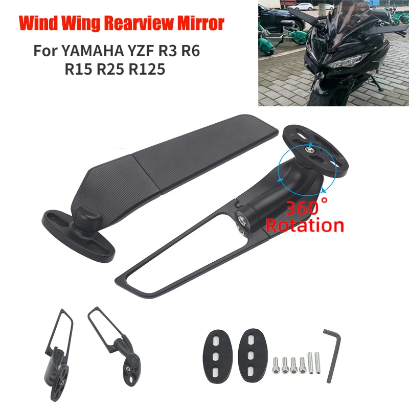 For-Yamaha-YZF-R3-R6-R15-R25-R125-Wind-Wing-Rotating-Rearview-Mirror ...