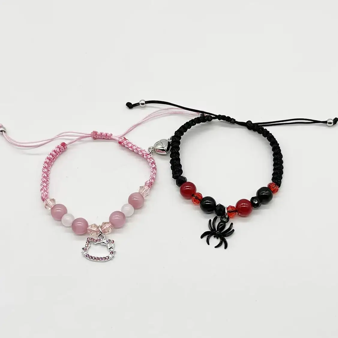 2 pulseras góticas negras de araña Emo Boho para el mejor amigo Bff ...