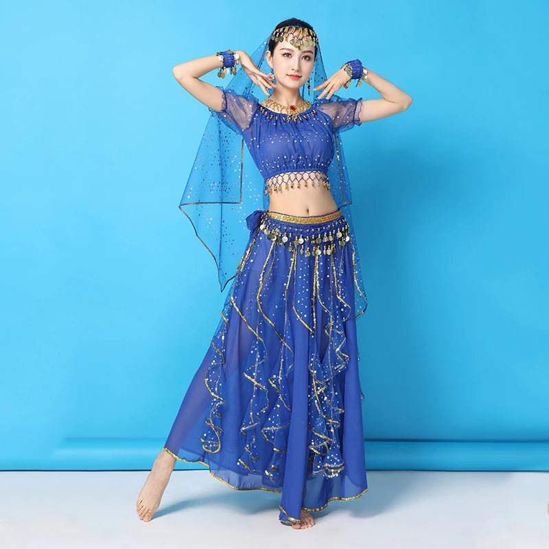 Halloween Clothes Belly Dance Costume Sari Bollywood Set Women Indian ...