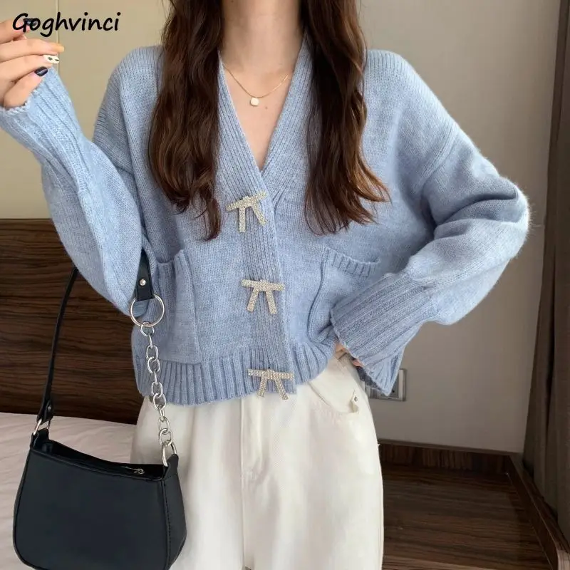 Autumn Cardigan Women Cropped Tender All-match Vintage Girlish Sweater ...