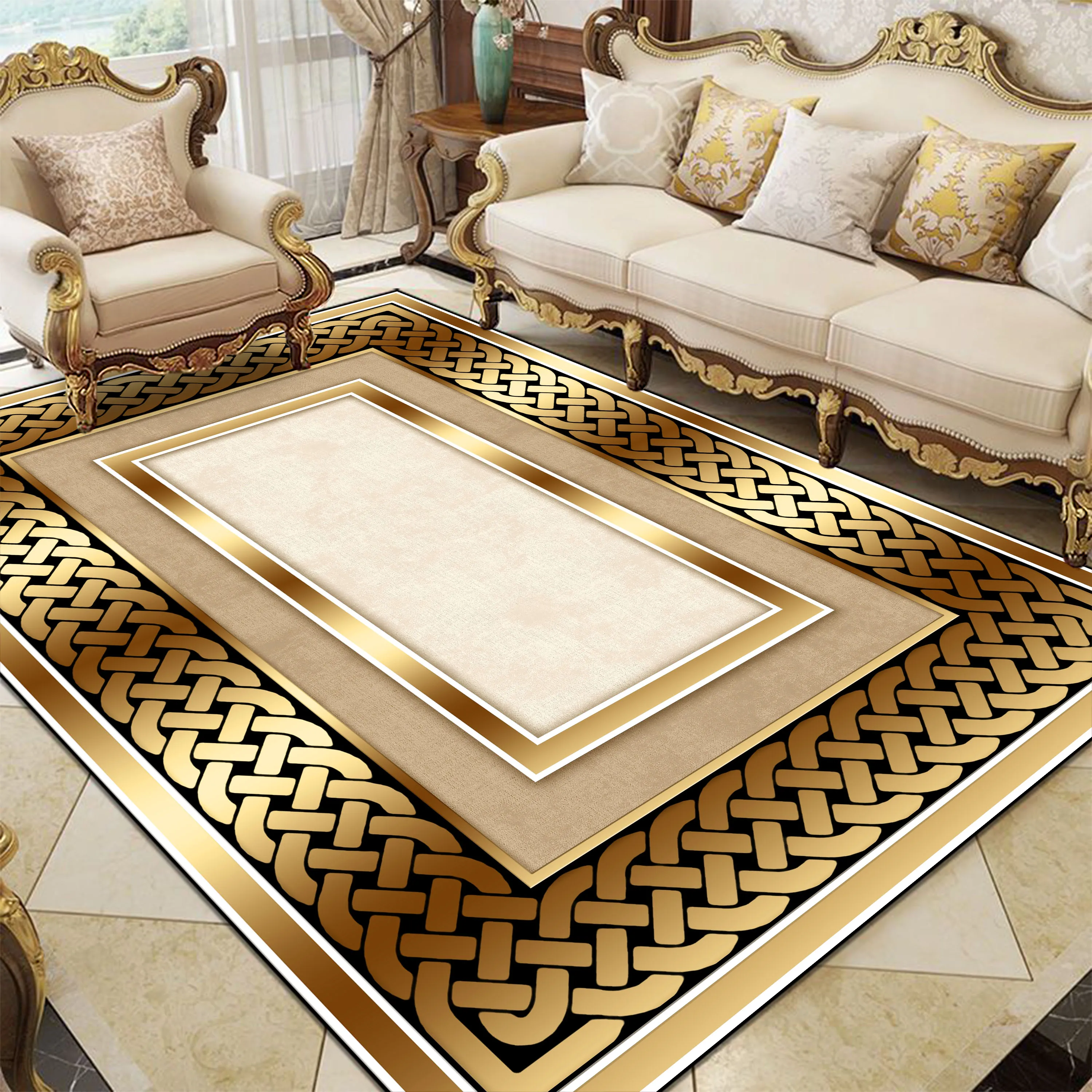 Luxurious-Soft-Carpets-Living-Room-Decoration-Golden-Marble-Carpet ...