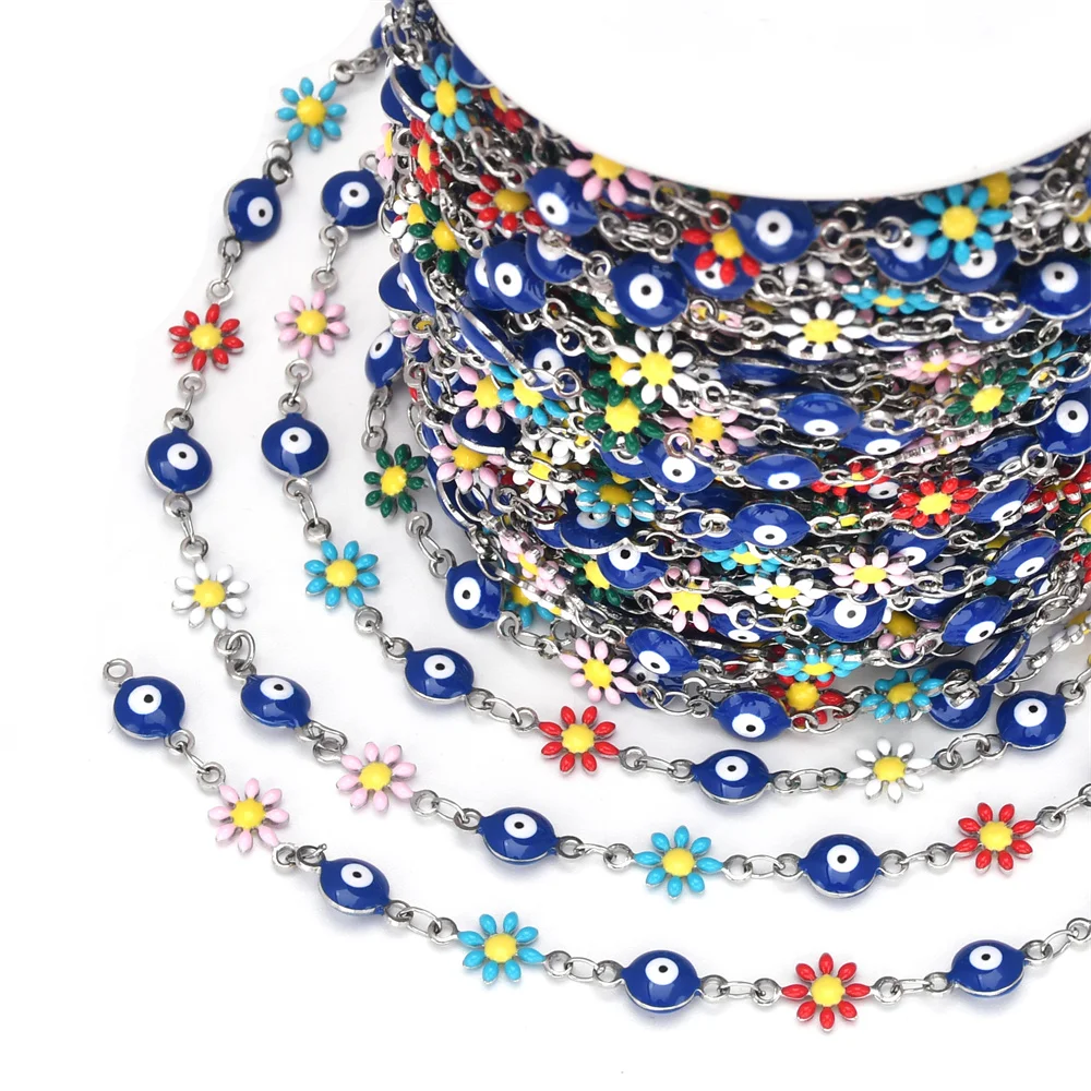 1M-Evil-Eye-Link-Chain-Gold-Plate-Turkish-Evil-Eye-Bead-Chain-for ...