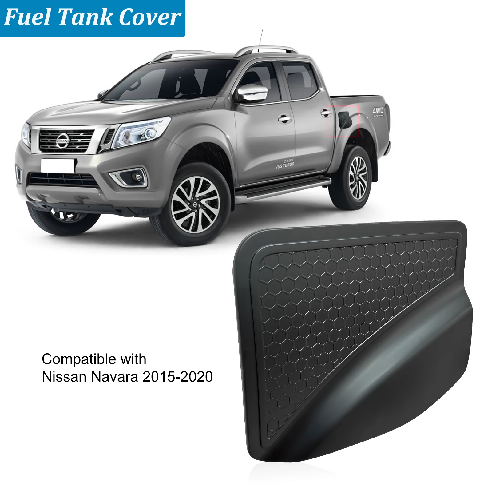 ABS Matte Black Gas Fuel Cap Door Tank Covers For Nissan Navara NP300 ...
