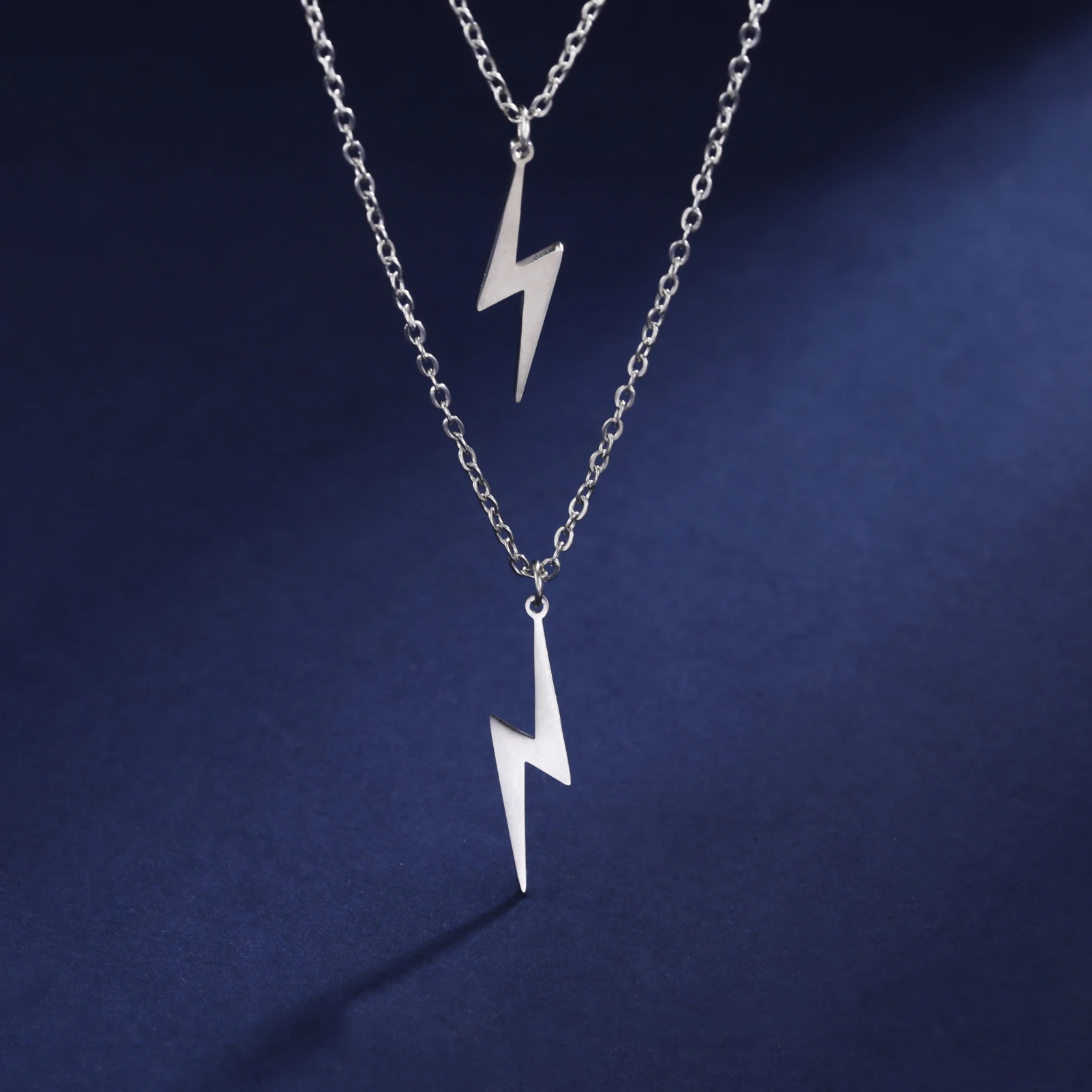 Lemegeton Lightning Stainless Steel Pendant Necklace for Women Multi ...