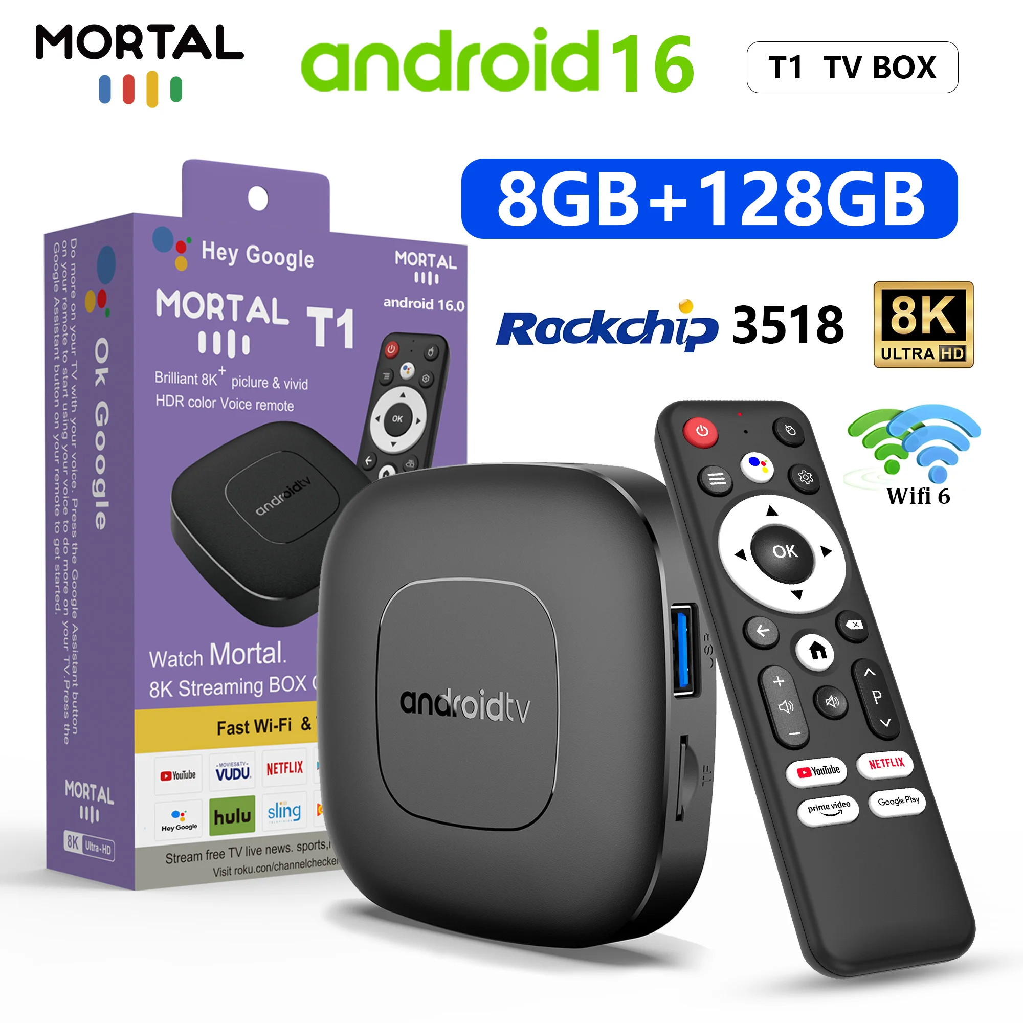 Caliente 2025 Mortal T1 Android 16 Smart Home Theatre TV Box BT5.4 + 2 ...