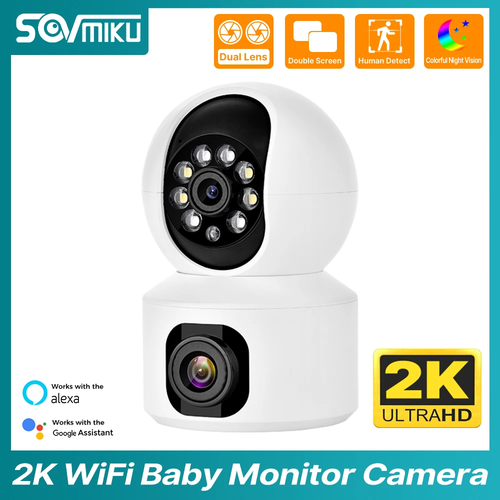 1080P HD Dual Lens WiFi PTZ Camera Indoor AI Auto Tracking Wireless ...