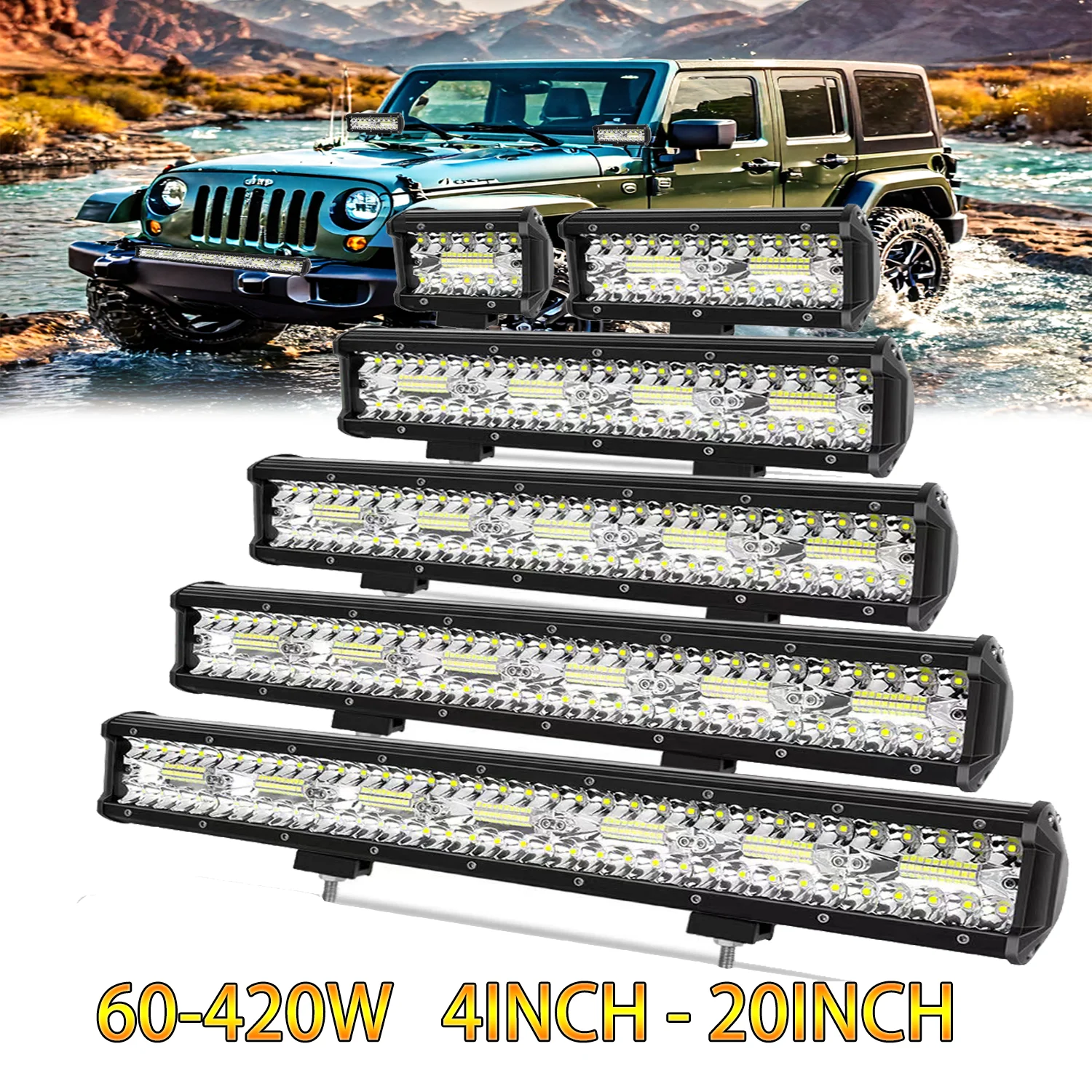 LED Search Light vehicle 12V For car Very powerful 4x4 led bar 4/7/9/12 ...