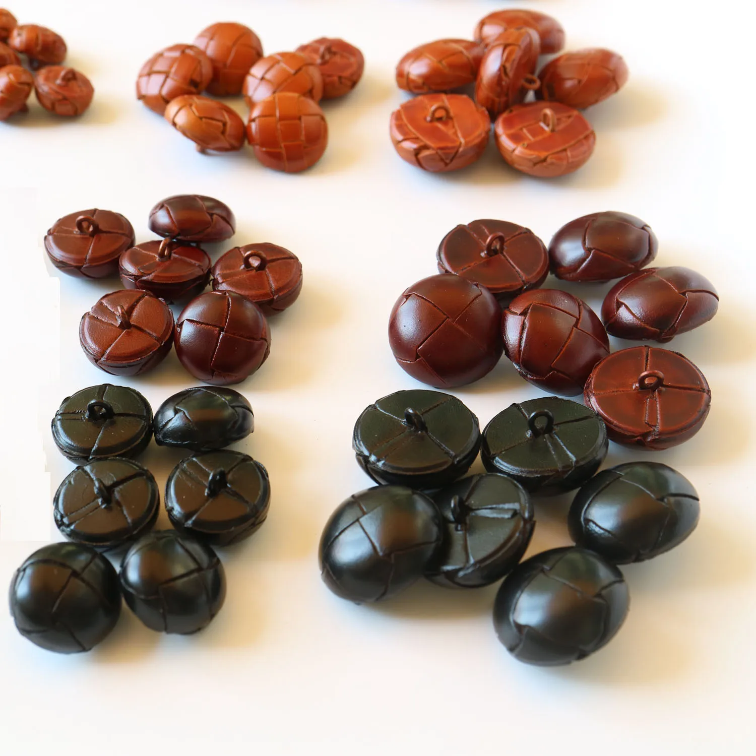 6pc-lot-Genuine-Leather-covered-buttons-15-19-21-23-26mm-High-quality ...