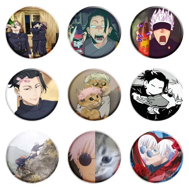 Jujustu-Kaisen-Anime-Button-Pin-Funny-Pink-Bow-Gojo-Satoru-Choso-Geto ...