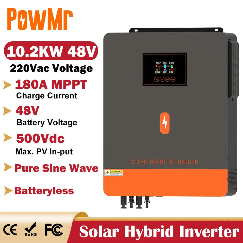 PowMr 10.2KW 6.2KW 48V Solar Hybrid Inverter 4.2KW 3.2KW 24V Off Grid Inverter Pure Sine Wave ...