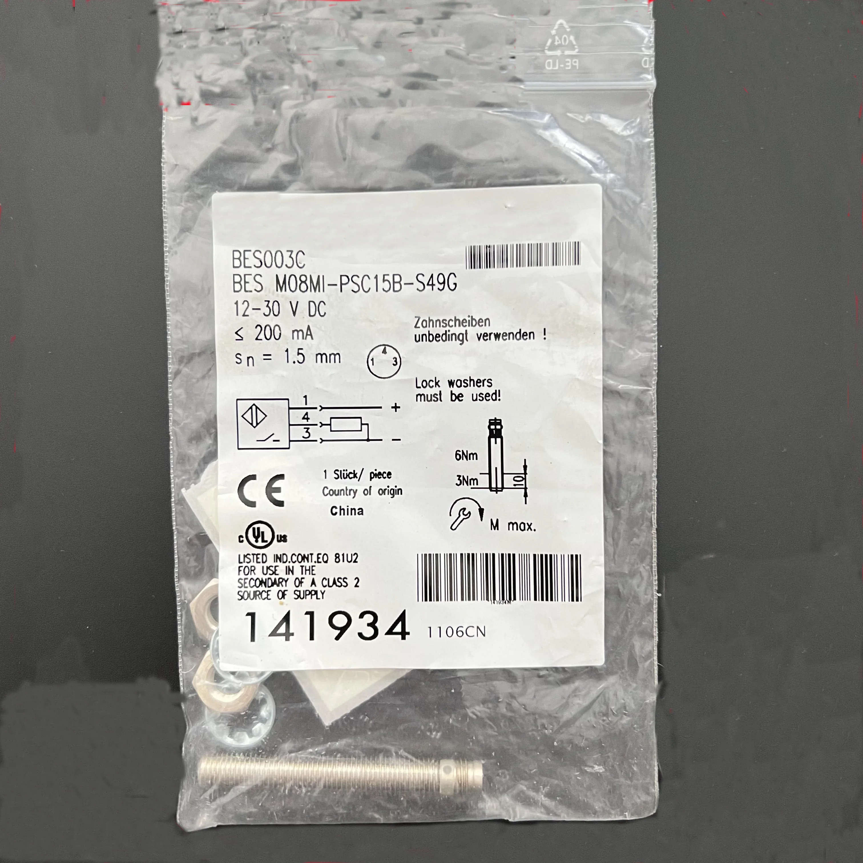 New BES M08MI-PSC20B-S49G BES M08MI-PSC15B-S49G M8 Proximity Switch Sensor