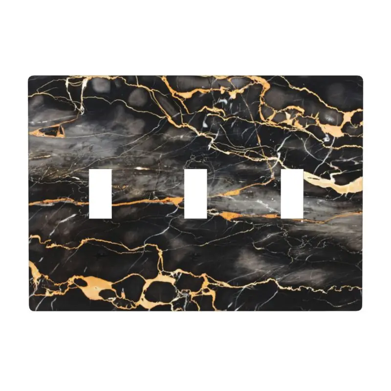 Custom Black Gold Marble Triple Switch Panel | Gifts Flash