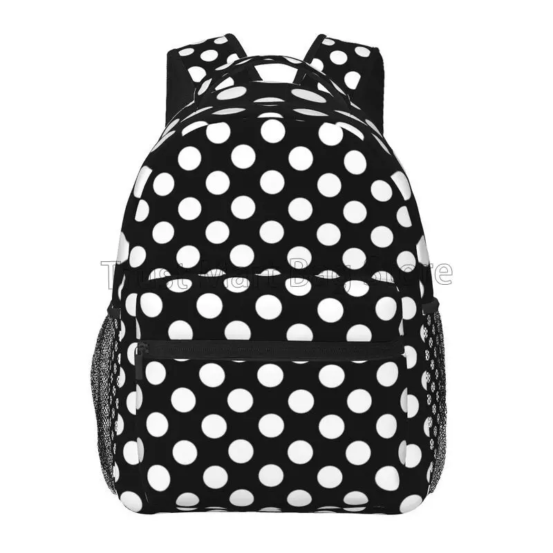 Black-and-White-Polka-Dots-Travel-Backpack-Lightweight-Student-Bookbag-Large-Capacity-Backpacks ...