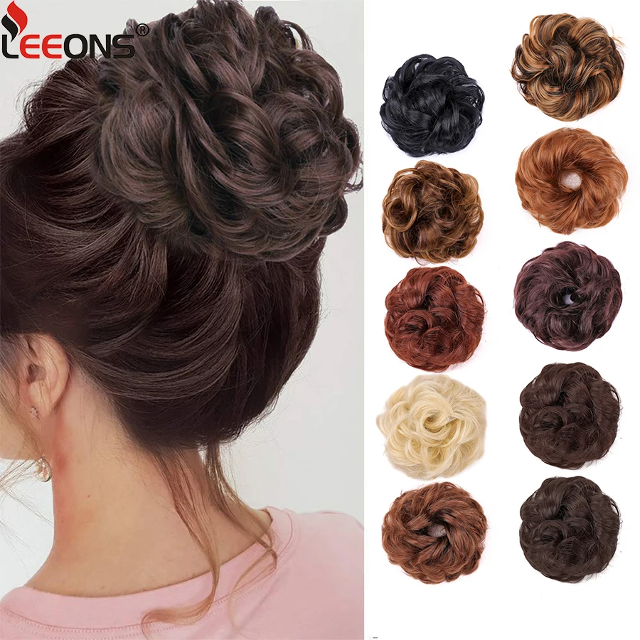Synthetic-Elastic-Curly-Hair-Buns-Chignons-Hair-Scrunchy-Extensions ...