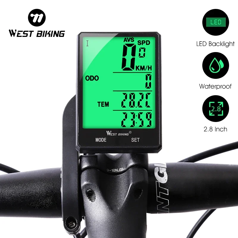 WEST-BIKING-2-8-Large-Screen-Bicycle-Computer-Wireless-Wired-Bike ...