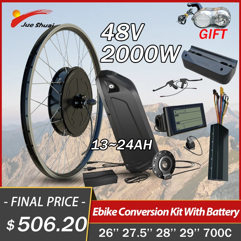 48V-2000W-Ebike-Conversion-Kit-with-13-24AH-Hailong-Battery-Rear-Drive ...