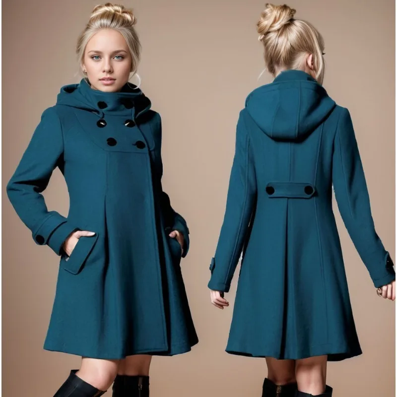 2024 Women's Thick Warm Blended Woolen Jacket Coat Autumn Winter Mid ...