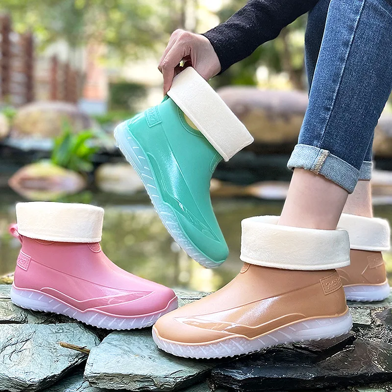 New-Women-Men-Ankle-PVC-Rain-Boots-Waterproof-Female-Male-Rainboots ...