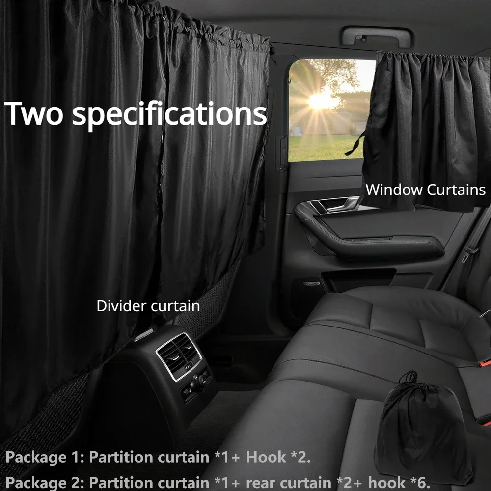 2/3pcs Universal Car Window Curtains Sun Shades Side Between Rear Seat ...