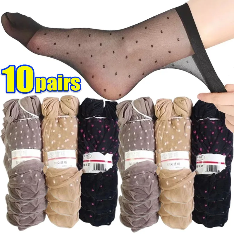 New-Women-s-Dot-Silk-Socks-Transparent-Thin-Breathable-Summer-Fashion-Nylon-Short-Stock-Female ...